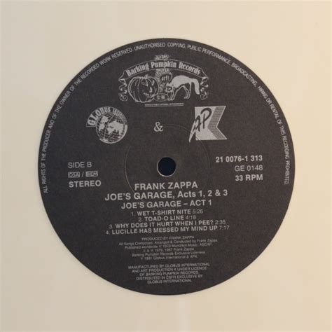 Frank Zappa ‎ Joes Garage Act I 210076 1 311 Album White Vinyl