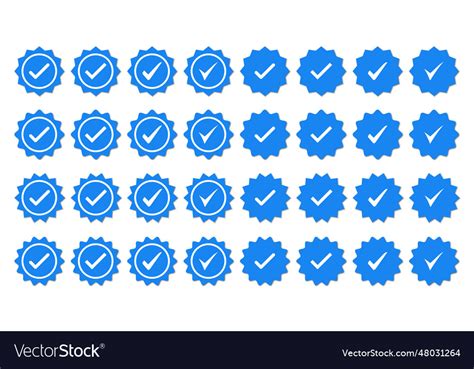 Set Of Blue Check Mark Badge Icons Profile Vector Image