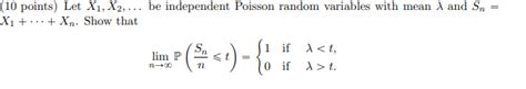 Solved 10 Points Let X1x2 Be Independent Poisson Random
