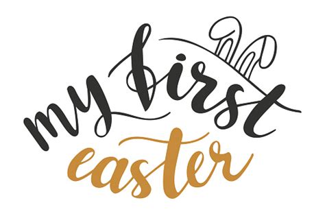 내 첫 번째 부활절 손 문자 벡터 봄 시즌과 부활절 휴일 은 카드 배너 포스터 머그잔 스크랩북 베개 케이스 전화 케이스 및 옷 디자인에 대한 따옴표와 문구 트렌디 한 색상