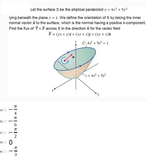 Solved Let The Surface S Be The Elliptical Paraboloid Z Chegg