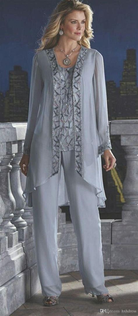 2019 Nueva Madre De La Novia Novio Traje De Pantalón De 3 Piezas Gasa