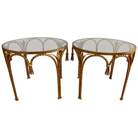 Hollywood Regency Style Italian Gilt Metal Rope And Tassel Coffee Table