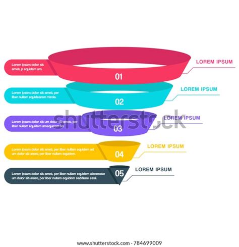 Funnel Spiral Hierarchy Pyramid Colorful Steps Stock Vector Royalty