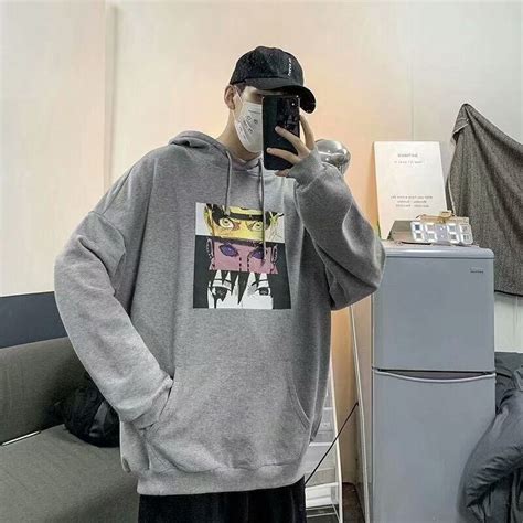 เสื้อกันหนาว มีฮู้ด แขนยาว ลายการ์ตูนนารูโตะ สไตล์เกาหลี ขนาดใหญ่ M 3xl Chenfang2 Thaipick