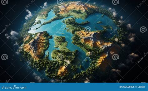 Earth Terrain Model Meteorological Planet Land Illustration Stock