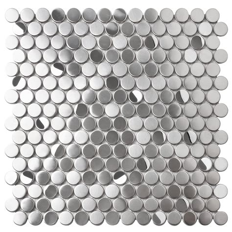 Parrotile Silver Penny Round Mosaic Tile For Wall Backsplash Set Of 5