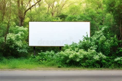 Clean White Billboard Among Planted Trees Stock Illustration Illustration Of Empty Wood