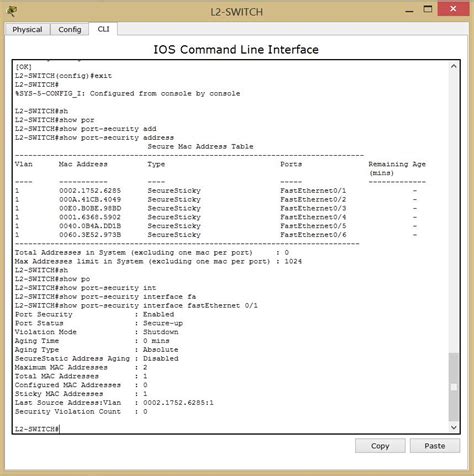 switch port security yapılandırma