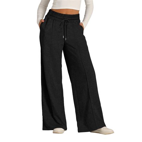 Tqwqt Cargo Straight Leg Sweatpants For Women Cotton Elastic Drawstring