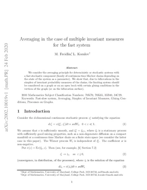 pdf averaging in the case of multiple invariant measures for the fast
