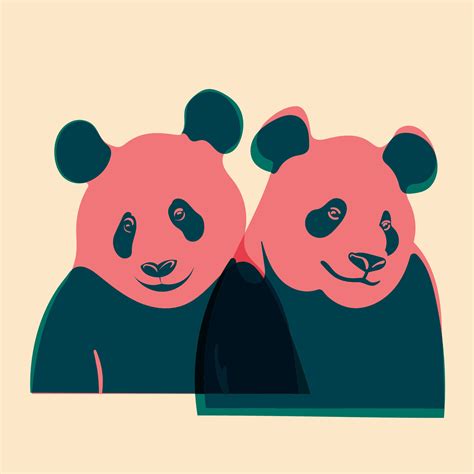 Pandas Avatar Badge Poster Logo Templates Print Illustration With