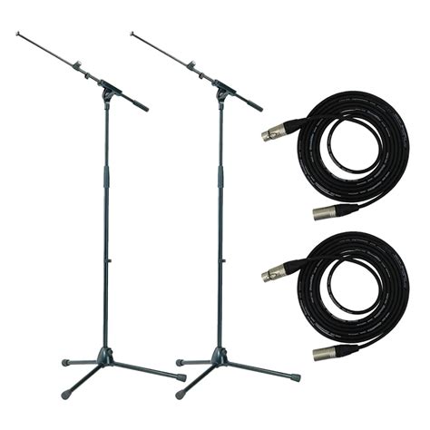 Kandm 21075 Mic Stand 2 Pack Bundle With 2 30 Foot Pro Co Exmn 30 Xlr