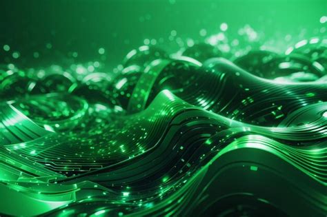 Premium Photo Abstract Green Futuristic Background Technological Wave Of Information Data Flow
