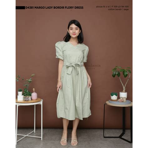 Jual Macadamia House D4381 Margo Lady Bordir Flory Dress Wanita