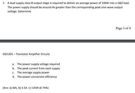 A Dual Supply Class B Output Stage Is Required To