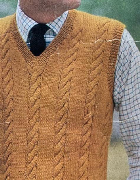 Knitting Pattern Easy Knit Mens Classic Slipover Sleeveless Sweater Dk