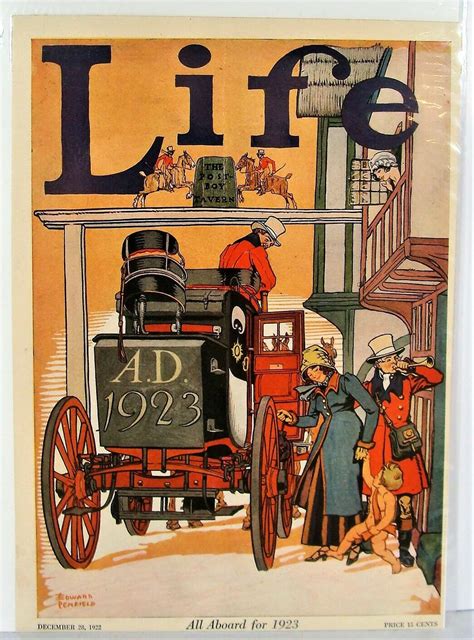 Dec 1922 Life Magazine Cover Mother And Cherub Carriage New Year 1923 Art