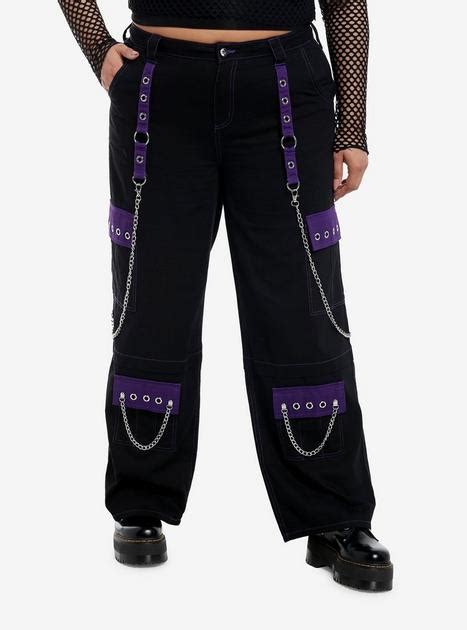 Black And Purple Grommet Strap Carpenter Pants Plus Size Hot Topic