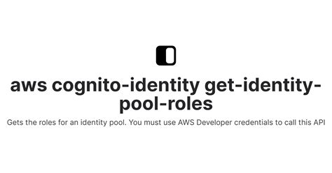 Aws Cognito Identity Get Identity Pool Roles Fig