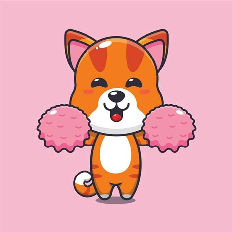 Cheerleader Cat Cartoon Vector Illustration 24249746 Vector Art At