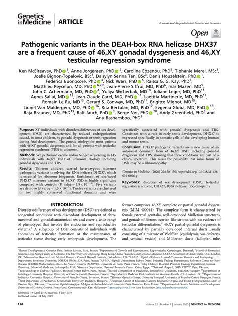 Pathogenic Variants In The Deah Box Rna Helicase Dhx37 Are A Frequent