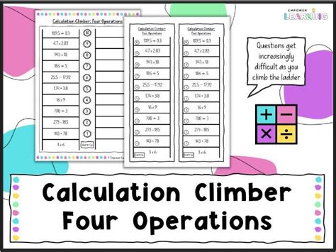 Four Operations Calculation Climber Ladder Worksheet For Ks2 And Ks3 Teaching Resources
