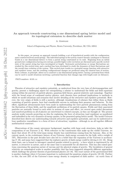Pdf An Approach Towards Constructing A One Dimensional Spring Lattice
