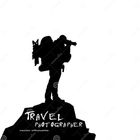 Isolated Silhouette Of The Travel Photographer 向量例证 插画 包括有 查出 例证