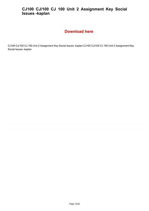 Cj100 Cj 100 Cj 100 Unit 2 Assignment Key Social Issues Kaplan
