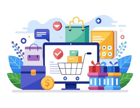 Vibrant Ecommerce Header Shopping Elements On A White Canvas Premium