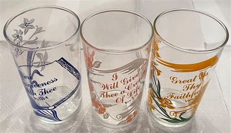 Vintage Federal Glass Bible Scripture Verse Glasses Set Of 3 Etsy