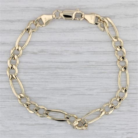 Figaro Chain Bracelet 10k Yellow Gold 8 62mm Etsy