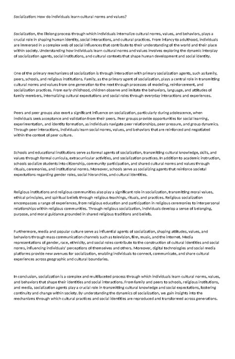 Socialization A Brief Essay About Social Socialization How Do