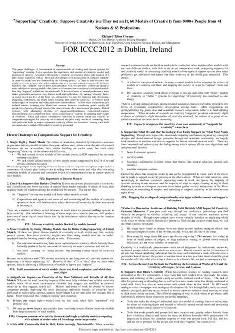 Pdf Supporting Creativity Suppose Creativity Is A They Not An It 60 Models Of Creativity