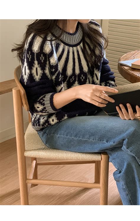 컬러 노르딕 니트