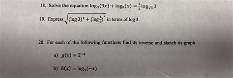 solve the equation log3 9x log9 x 12log323express