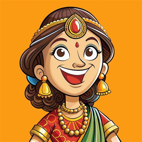 Un Dibujo De Dibujos Animados De Una Mujer Con Una Sonrisa En La Cara