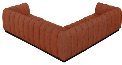 Quinn Chenille Upholstered 5 Piece L Shaped Modular Sectional Cognac