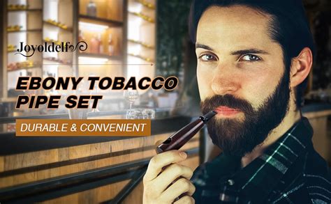 Joyoldelf Ebony Tobacco Pipe Set Portable Wooden Smoking