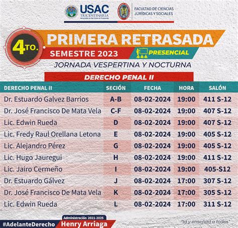 CUARTO SEMESTRE 2023 JORNADAS VESPERTINA Y NOCTURNA PRIMERA