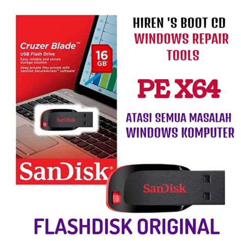 Jual Usb Bootable Hirens Bootcd Pe X64 Tool Repair Windows Legacy