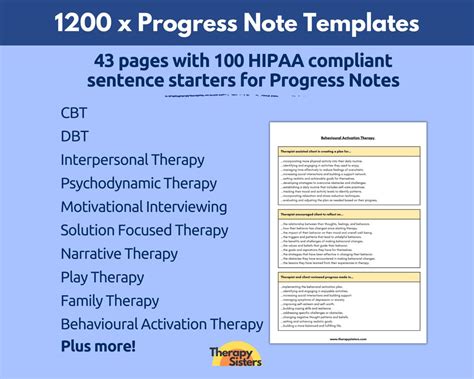 Therapy Progress Note Template Therapy Note Sentence Starters Therapy