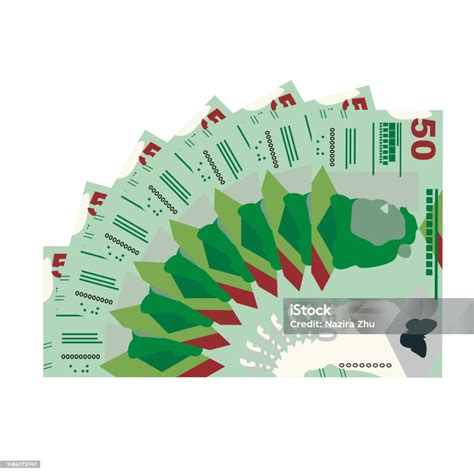 홍콩 달러 벡터 그림입니다 홍콩 마카오 화폐 세트 번들 지폐 지폐 50 Hkd 플랫 스타일 흰색 배경에 격리되어 있습니다 심플한