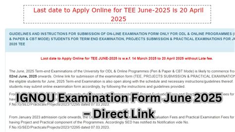 Ignou Examination Form June 2025 Complete Guide