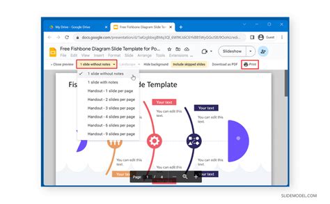 Select Notes And Print Slides Google Slides Slidemodel