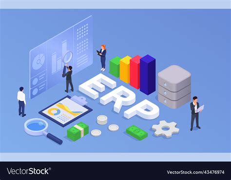 Erp Isometric Background Royalty Free Vector Image
