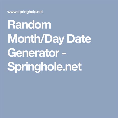 Random Month Day Date Generator Springhole Net Knight Generator