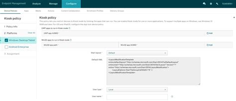 Kiosk Device Policy Citrix Endpoint Management