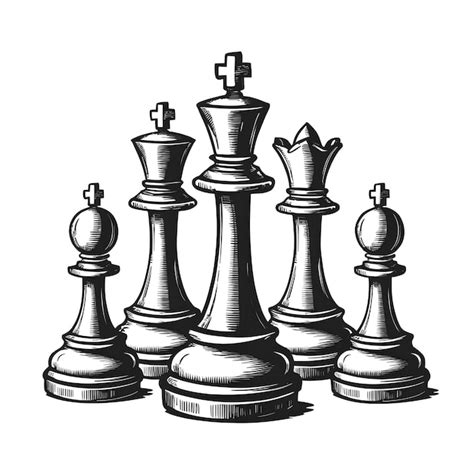 Premium Vector Chess Set Vector Pencil Ink Sketch Drawing Black And